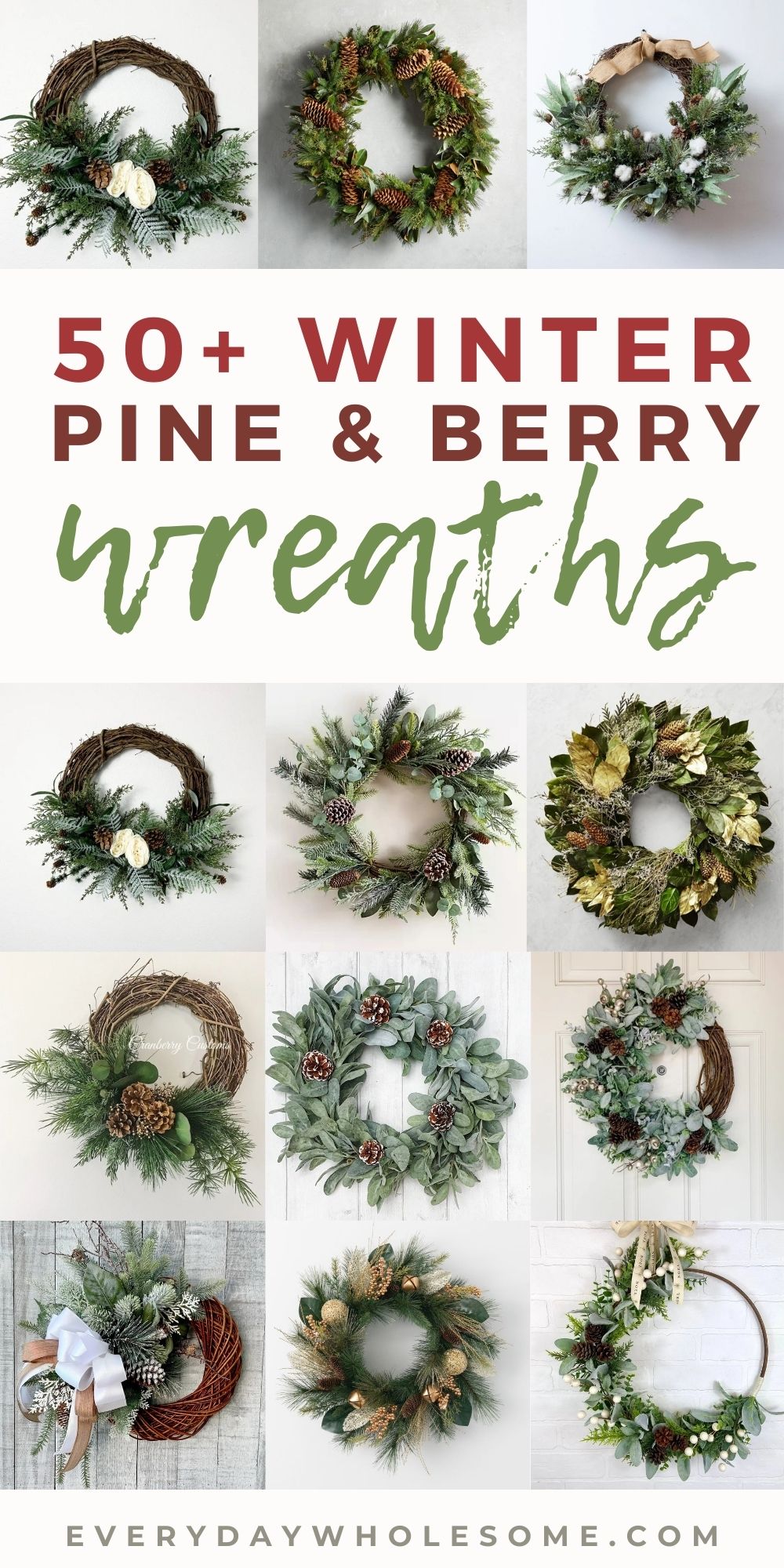 50+ Winter Pine & Berry Wreaths – Everyday Wholesome