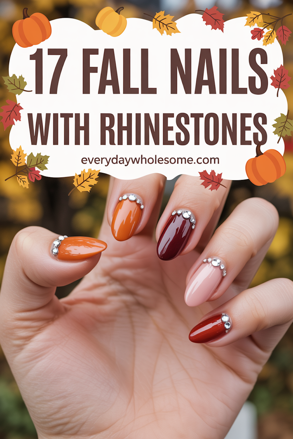 17 Fall Nails With Rhinestones That Elevate Your Autumn Look – Everyday ...