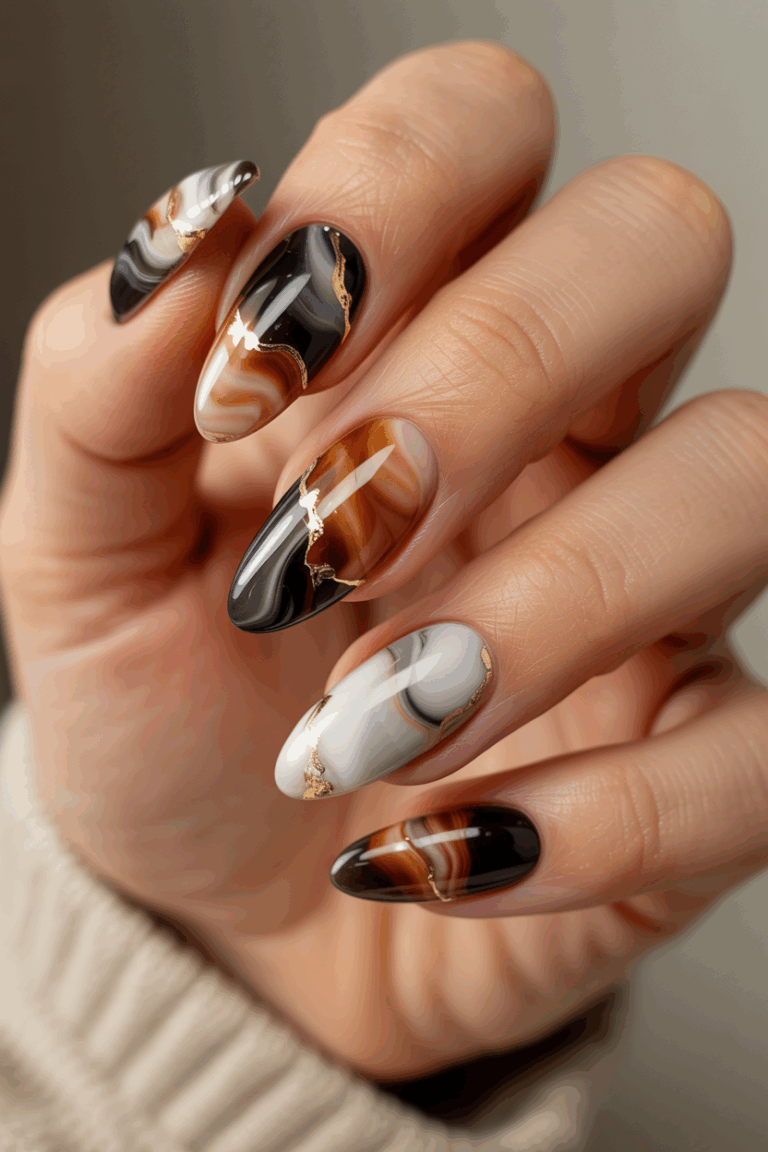 17 Fall Marble Nail Ideas To Elevate Your Seasonal Style – Everyday ...