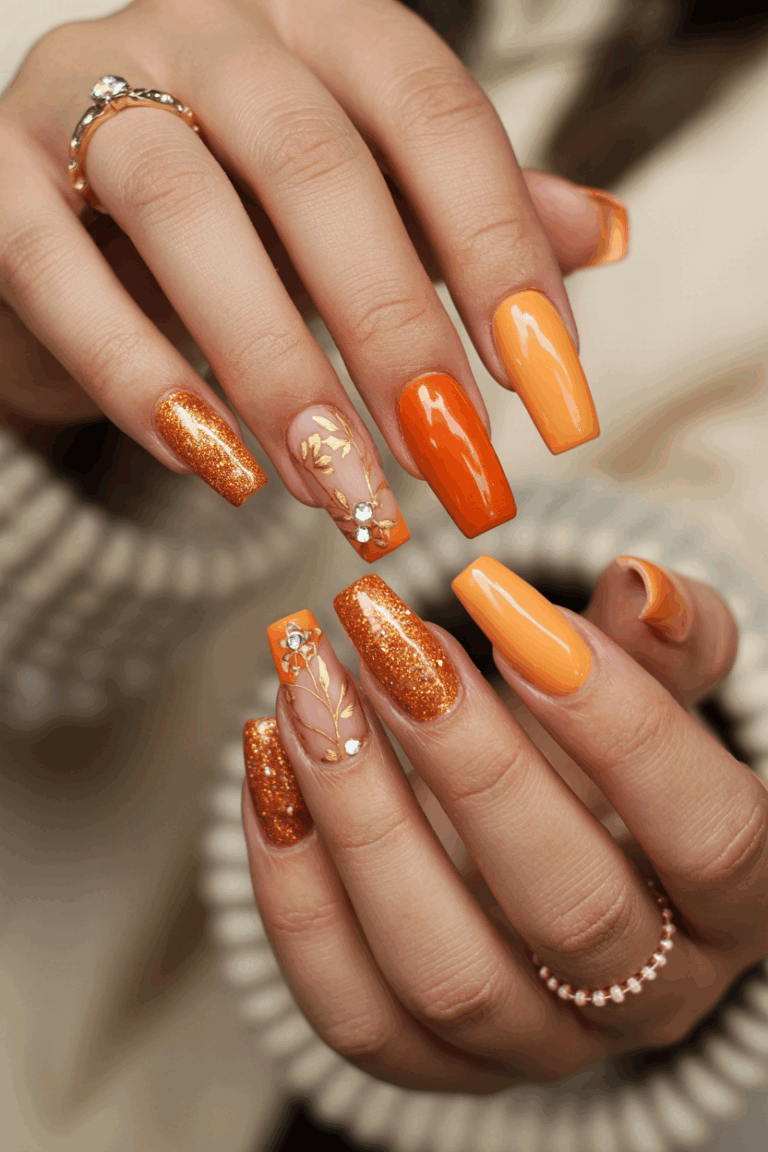 14 Orange Fall Nails Colors and Designs for a Stylish Seasonal Look ...