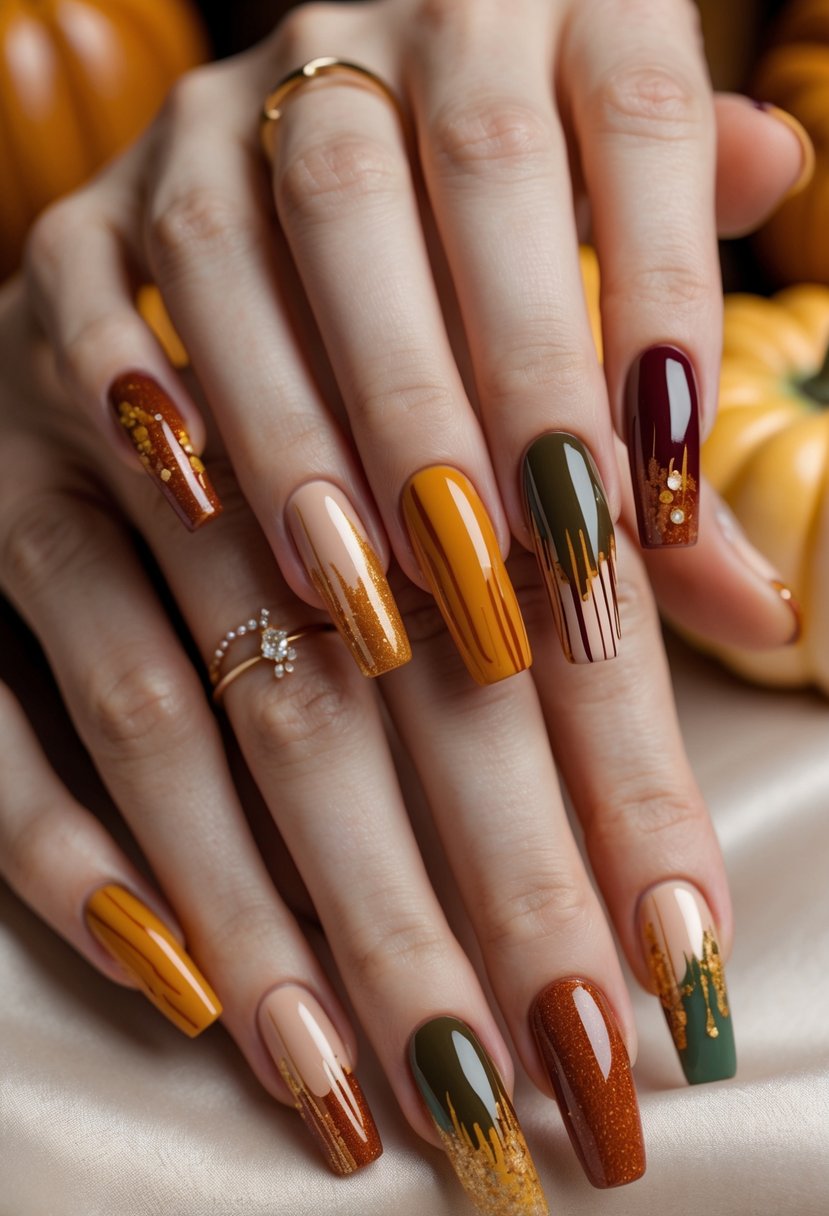16 Fall Drip Nails Ideas To Elevate Your Autumn Nail Game – Everyday ...