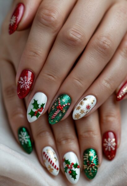 21 Almond Shaped Christmas Nails Perfect for Festive Elegance and Style ...